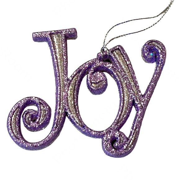Holiday | Joy Purple Silver Glitter Christmas Word Ornament | Poshmark